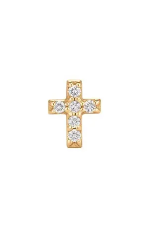 MADE BY MARY 14k Diamond Cross Stud Earring