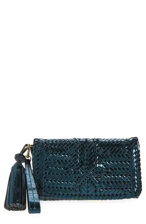 ANYA HINDMARCH Neeson Herringbone Woven Leather Clutch