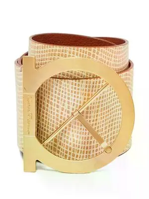 FERRAGAMO Gancini Leather Belt - Neutrals