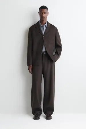 Cos Double-faced Wool Relaxed-fit Wide-leg Pants - Brown