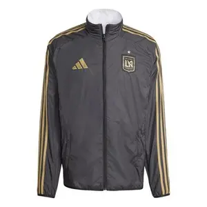 Adidas White Lafc 2025 Anthem Reversible Full-zip Jacket - Black