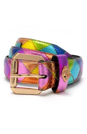 Kurt Geiger Stained Glass Leather Belt - Rainbow Multi