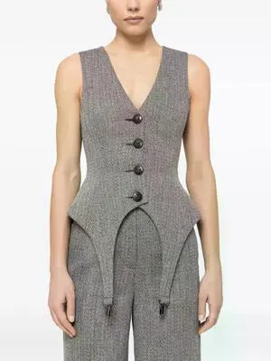 NISSA Button Single-breasted Herringbone Vest