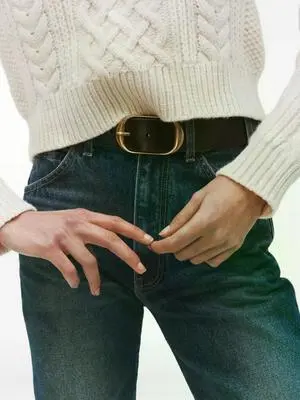 NILI LOTAN Rounded-buckle Leather Belt