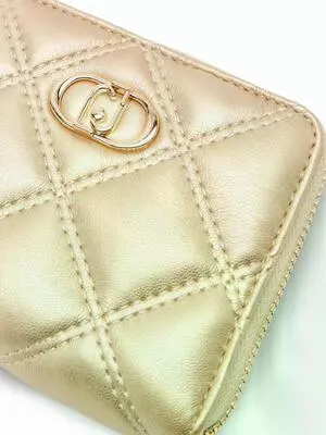 Liu Jo Monogram-plaque Quilted Wallet - Gold