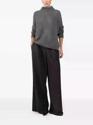 Dusan High-neck Ribbed Trim Sweater - Grey