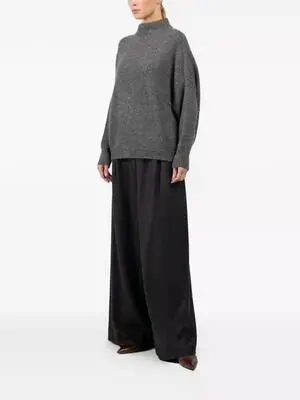 Dusan High-neck Ribbed Trim Sweater - Grey