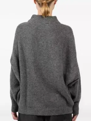 Dusan High-neck Ribbed Trim Sweater - Grey