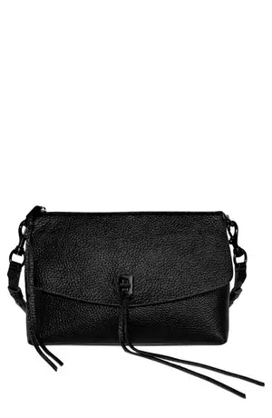 Rebecca Minkoff Darren Top Zip Leather Shoulder Bag - Black