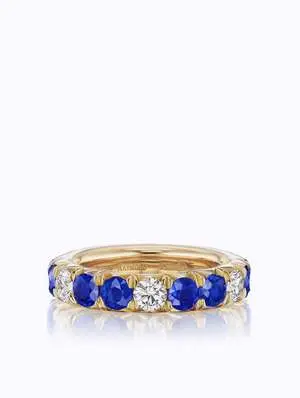 BRIONY RAYMOND Toile Sapphire & Diamond Eternity Ring - 18 Karat Yellow Gold