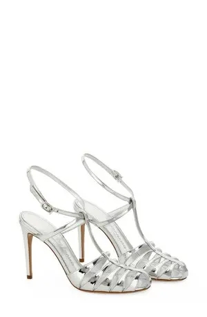 FERRAGAMO Lipa Crystal Ankle Strap Pumps - Argento 8 Argento