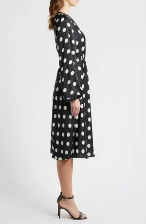 Sam Edelman Dot Long Sleeve Midi Dress