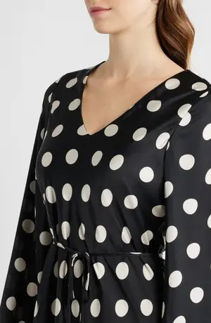Sam Edelman Dot Long Sleeve Midi Dress