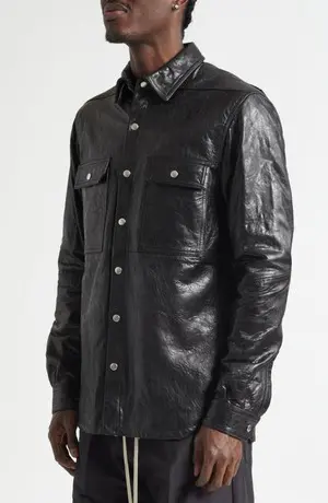 Rick Owens Pelle Leather Shirt Jacket