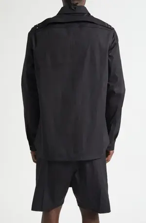 Rick Owens Webbed Strap Stretch Cotton Overshirt - Black