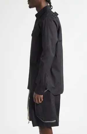 Rick Owens Webbed Strap Stretch Cotton Overshirt - Black