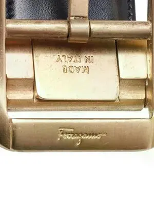 FERRAGAMO Reversible Leather Belt With Gold Tone Buckle