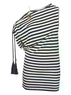 Elisabetta Franchi Striped Asymmetric Top
