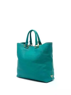 Prada Vitello Daino Canapa Logo Open Convertible Tote Satchel