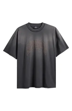 REPRESENT Embellished Stud Logo Cotton Graphic T-shirt - Stained Black