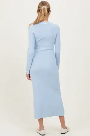 PINKBLUSH Tie Neck Sweater Midi Dress