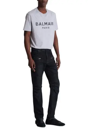 Balmain Biker Jeans In Vintage Denim - Black