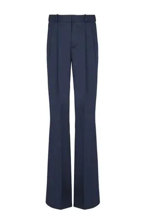 Balmain Darted Cotton Twill Trousers - Navy
