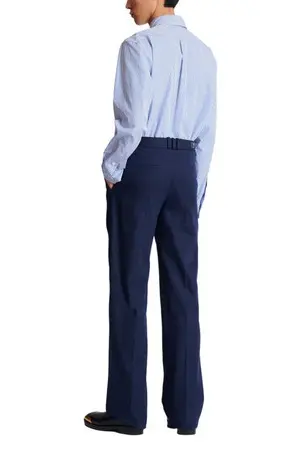 Balmain Darted Cotton Twill Trousers - Navy