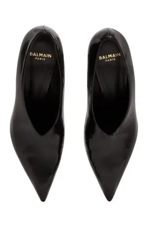 Balmain Shiny Lambskin Wedge Pumps - Black