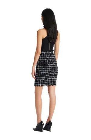 Balmain Tweed Pencil Skirt With Button Detailing