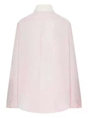 Miu Miu Poplin Shirt With Contrast Collar And Logo Label