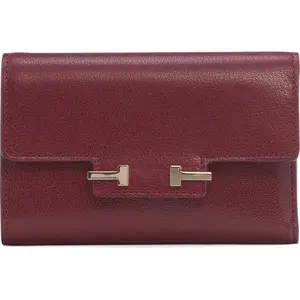 TOM FORD Double T Leather Wallet - Ruby Red