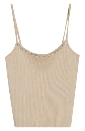 Staud Soleil Wool & Cotton Rib Sweater Tank - Fawn