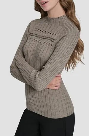 Dkny Cord Detail Ribbed Sweater - City Taupe