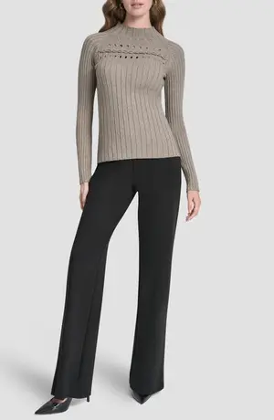 Dkny Cord Detail Ribbed Sweater - City Taupe