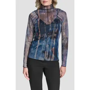 Dkny Printed Mesh Top