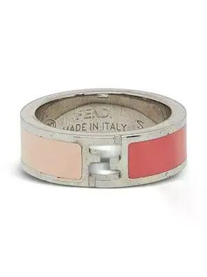 Fendi Two-tone Enamel Ring - Silver