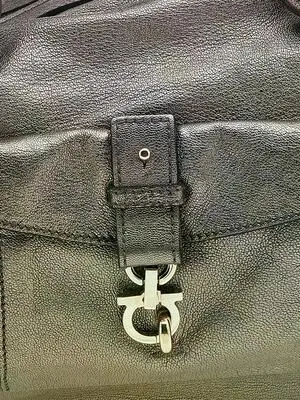 FERRAGAMO Metallic Leather Shoulder Bag - Silver