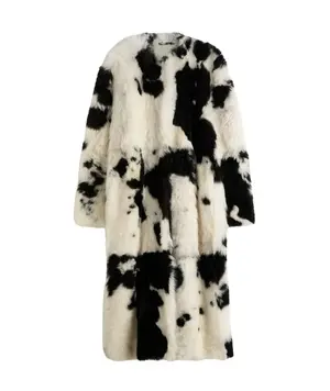 TOTEME Shearling Coat - Black,white