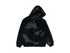 A BATHING APE Camo Shark Full Zip Sherpa Jacket