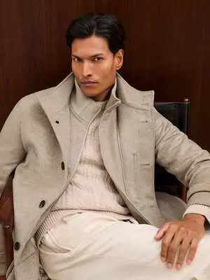 REISS Atelier 100% Cashmere Hybrid Overcoat With Removable Gilet