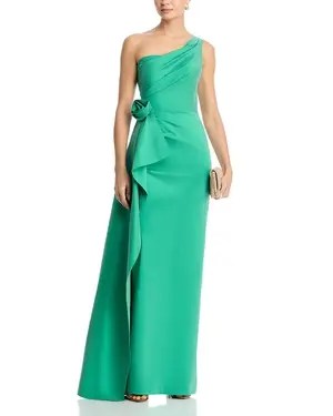 Rickie Freeman For Teri Jon Taffeta One Shoulder Gown