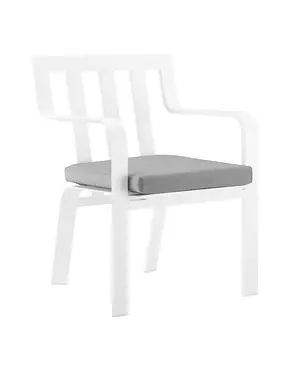 MODWAY Baxley Stackable Outdoor Patio Aluminum Dining Armchair - White Gray