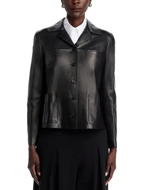 Lafayette 148 New York Patch Pocket Leather Jacket