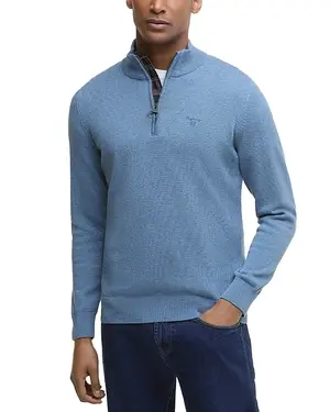 Barbour Cotton Half Zip Knitted Sweater - Bluestone