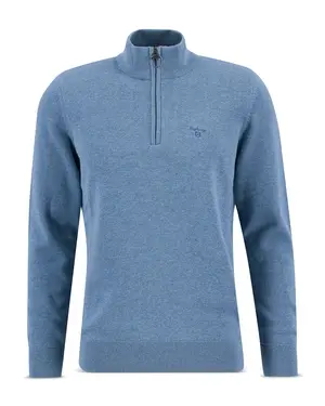 Barbour Cotton Half Zip Knitted Sweater - Bluestone