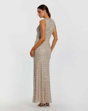 Mac Duggal Embellished High Neck Column Gown