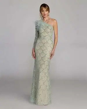 MAC DUGGAL COLLECTION One Shoulder Embellished Gown