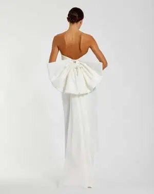Mac Duggal Strapless Crepe Sheath Dress With Bow