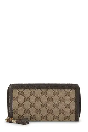 Gucci Original Gg Canvas Bamboo Zip Wallet - Brown